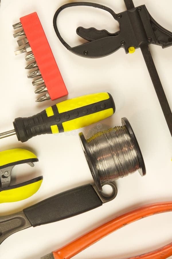 Carpentry Tools on White Background Stock Photo - Image of equipment ...