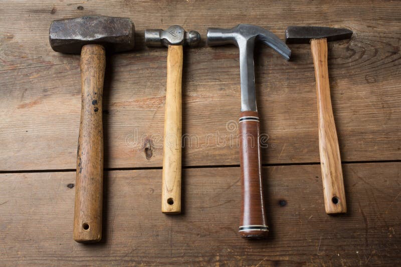 Carpentry Tools on Wood Table Stock Photo - Image of objects, nails ...
