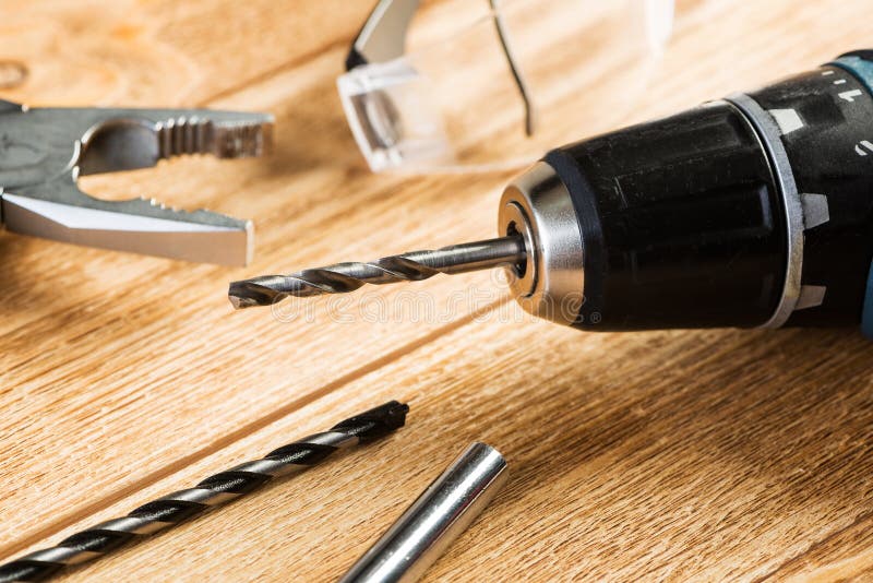 Carpentry Tools on Wooden Surface Stock Image - Image of closeup, tool ...