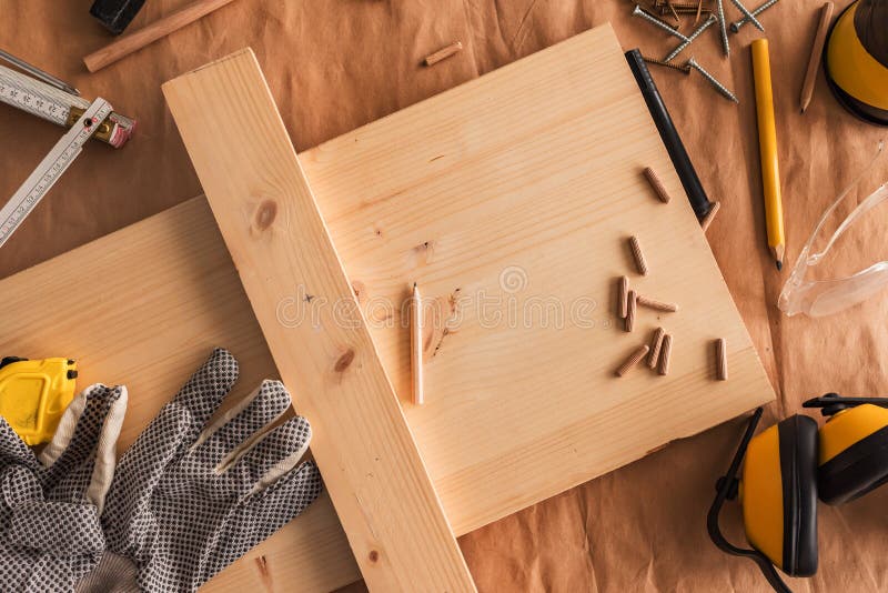 Carpentry Woodwork Workbench Top View Stock Image - Image of hobby ...