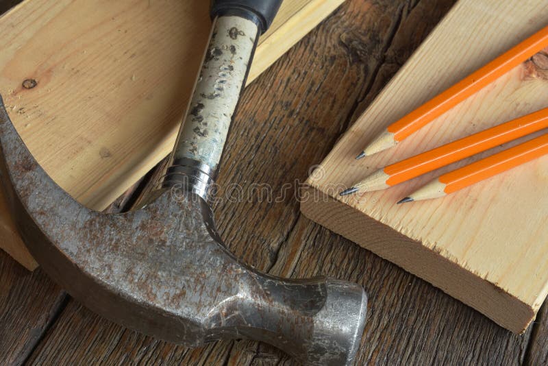 Carpentry Work Bench Close Up Stock Image - Image of scratched, tools ...