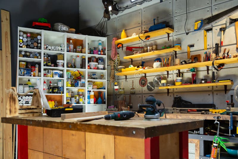 Carpentry Workshop Equipped with the Necessary Tools Stock Image ...