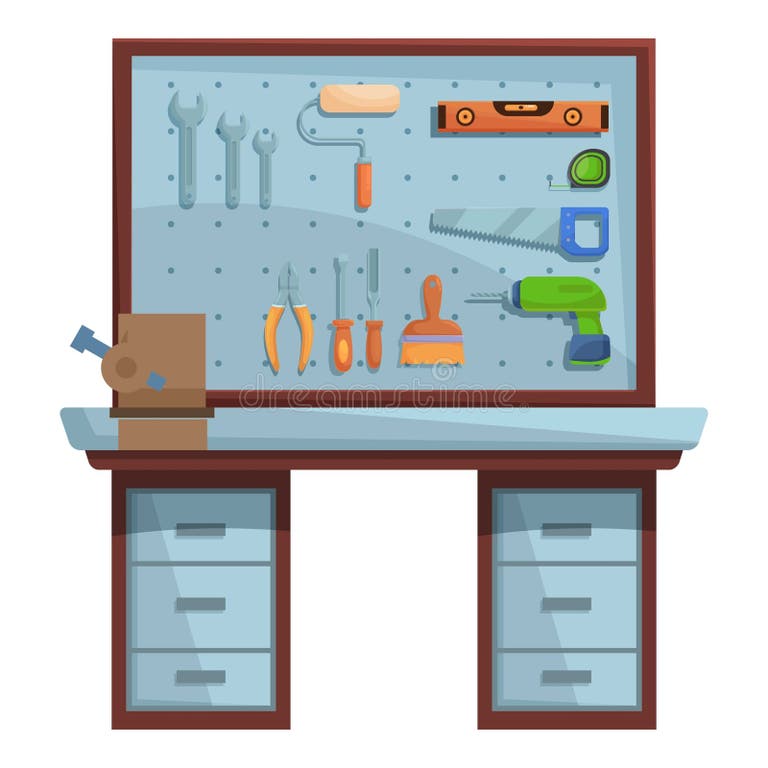 Carpentry Workshop Interior with Tool Board Organizing Different Tools ...