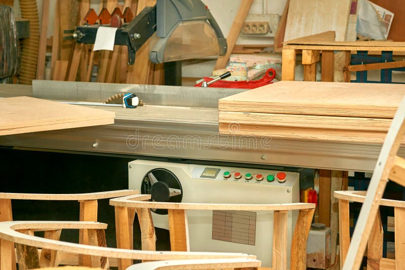 Carpentry Workshop with Machine Tool, Circular Saw Stock Photo - Image ...