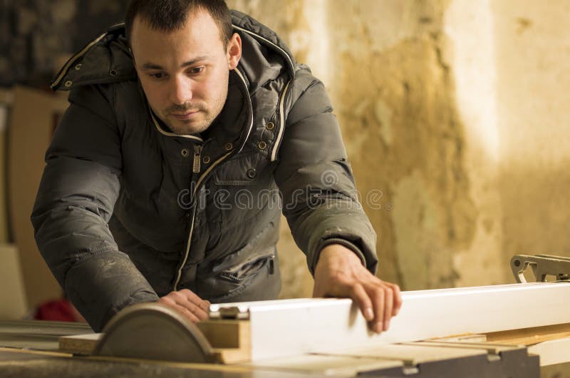 Carpentry workshop routine stock image. Image of handsome - 88560649
