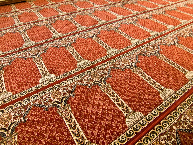 Red Islamic Praying Carpet in Pattern Stock Image - Image of carpet ...