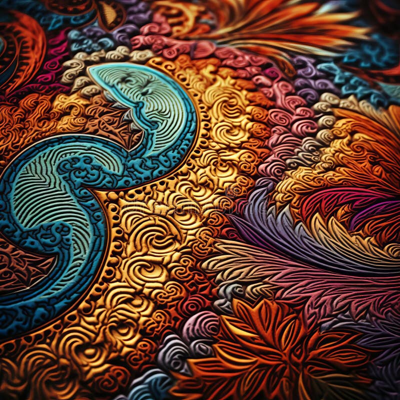 Vibrant Blue Snake on a Colorful Carpet Background Stock Illustration ...