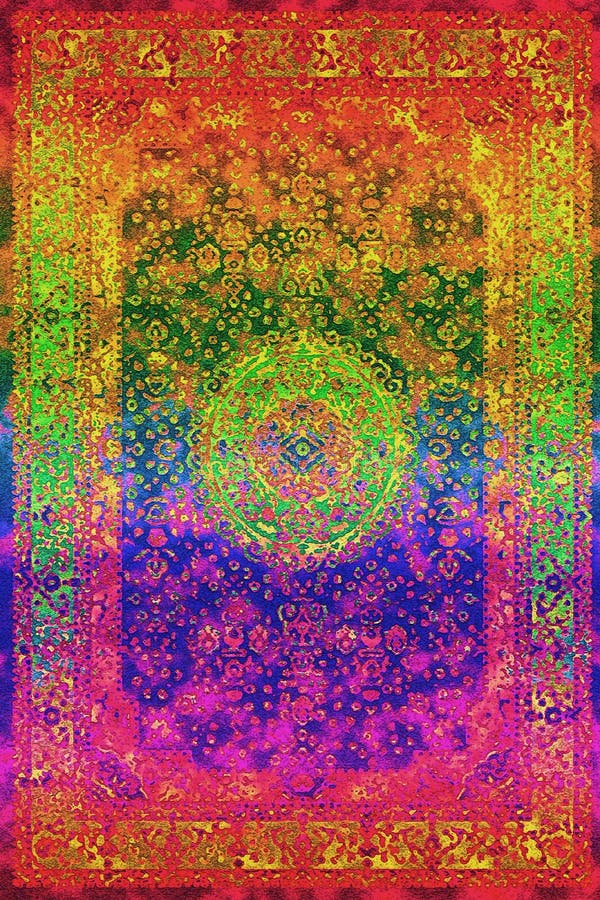 Carpet Bathmat and Rug Boho Style Ethnic Design Pattern with Distressed ...