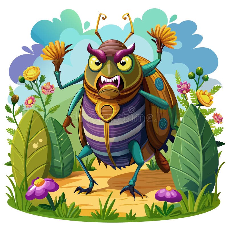 Carpet Beetle Creative Angry Garden Vector Stock Vector - Illustration ...