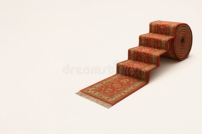 A Carpet Rolled Up in the Form of a Ladder. Space for Text. Stock Image ...