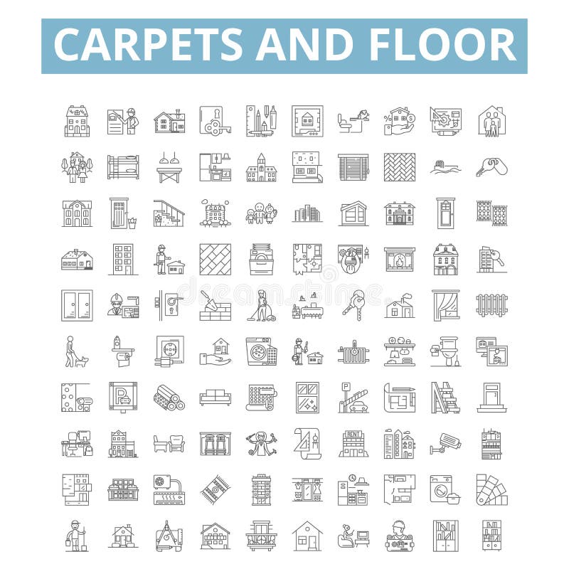 Carpets and Floor Icons, Line Symbols, Web Signs, Vector Set, Isolated ... Carpets and Floor Icons, Line Symbols, Web Signs, Vector Set, Isolated ...