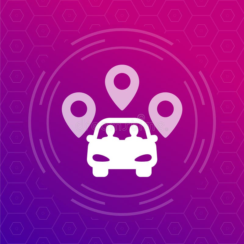 Carpool Icon with a Car and Passengers Vector Stock Vector ...