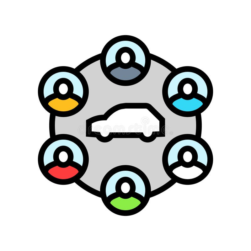 Carpooling Car Share Service Color Icon Vector Illustration Stock ...