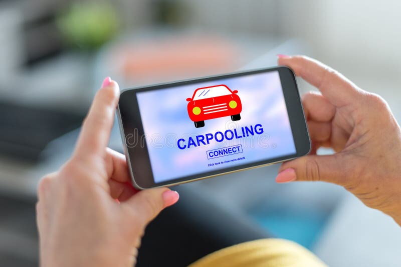 Carpooling-concept Op Een Smartphone Stock Afbeelding - Image of delen ...