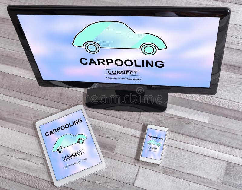 Carpooling Concept on Different Devices Stock Image - Image of sharing ...