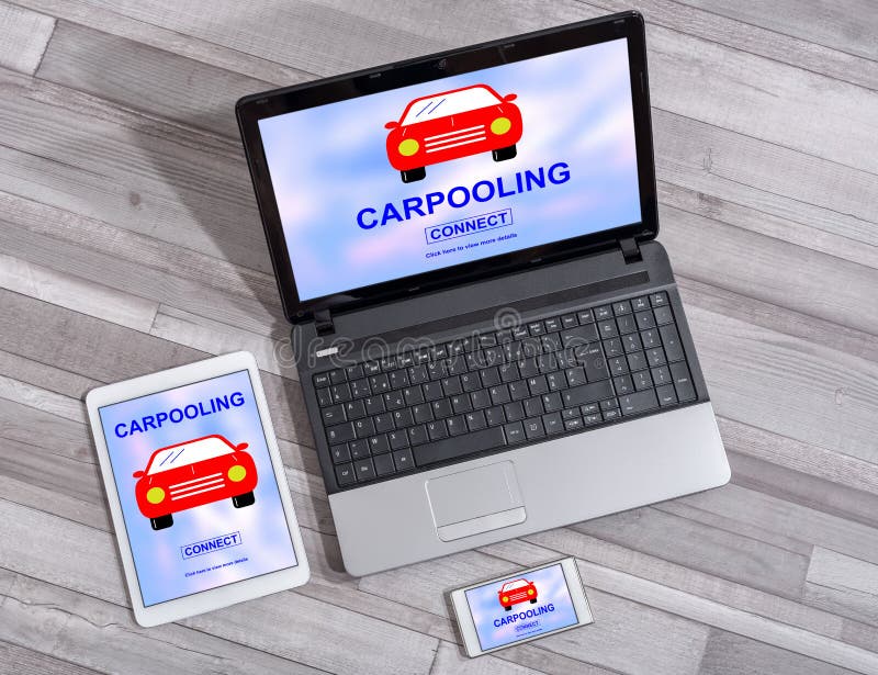 Carpooling Concept on Different Devices Stock Photo - Image of ...