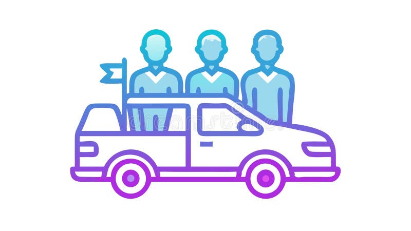 Carpooling and Shared Ride Urban Transportation Icon, Vector Design ...