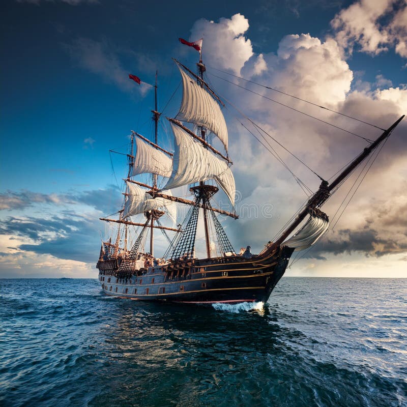 Carrack Ship on the Sea, AI Generated Stock Illustration - Illustration ...