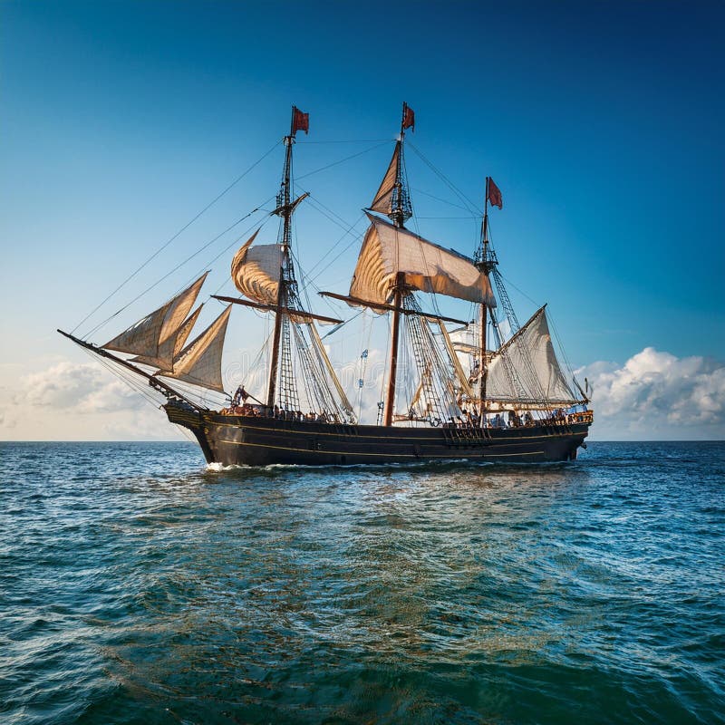 Carrack Ship on the Sea, AI Generated Stock Illustration - Illustration ...