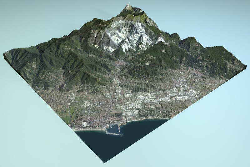 Carrara, Satellite View, Map, Section, Tuscany Italy Stock Illustration ...