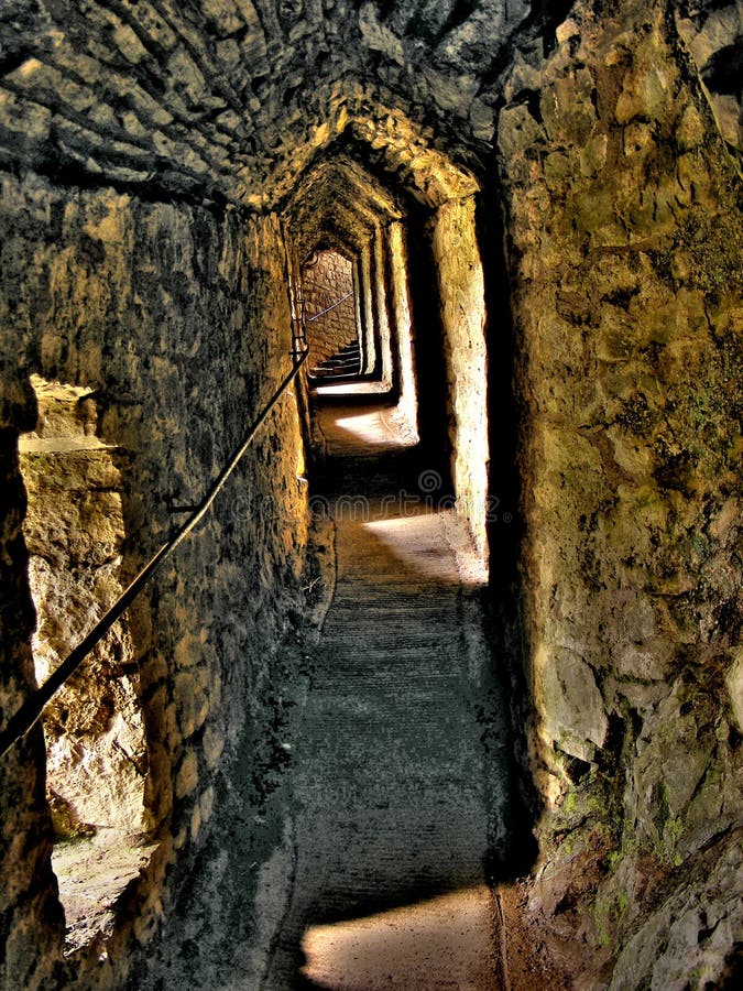 Carreg Cennen Castle-Passageway Stock Image - Image of tunnel, building ...