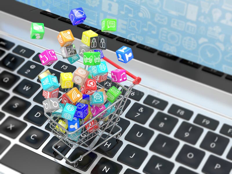 Carrello Con Le Icone Del Software Applicativo Illustrazione di Stock ...