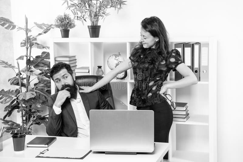 Carried Away By Flirting Secretary Flirting With Boss At Workplace