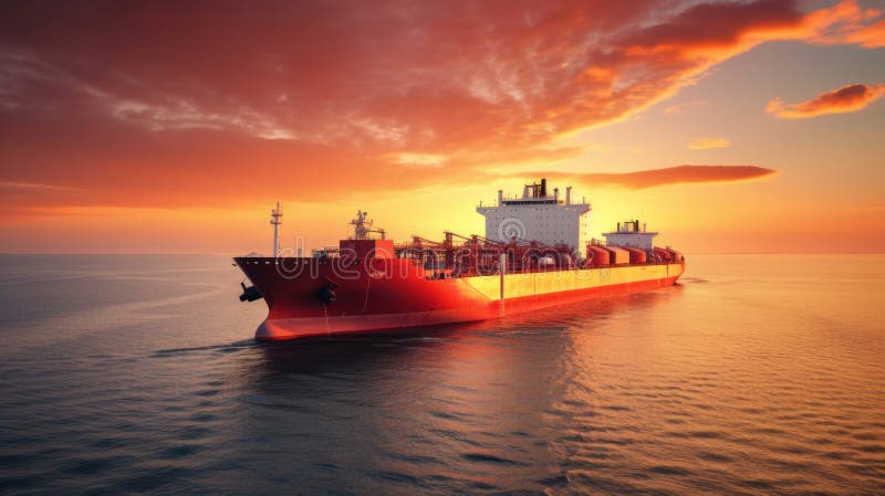Carrier Cargo Ship at Sunset in the Sea Stock Image - Image of sunrise ...