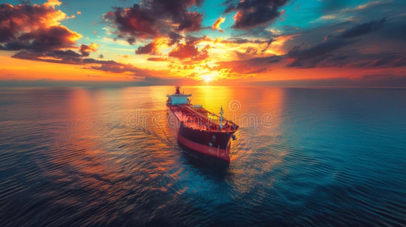 Carrier Cargo Ship at Sunset in the Sea Stock Photo - Image of ship ...