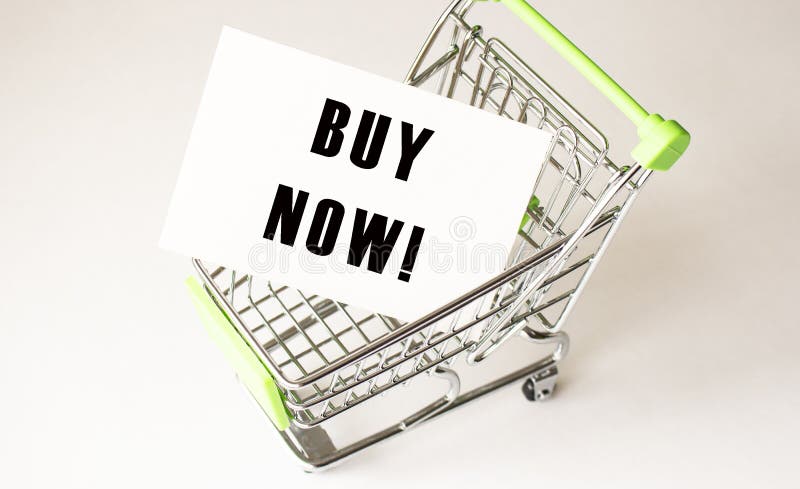 Carrinho De Compras E Texto COMPRAR AGORA No White Paper Conceito De ...