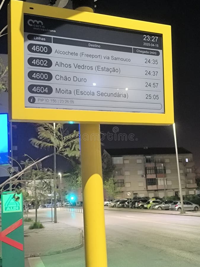 Carris Bus Arrival Time Information Panel with Computer Bug Showing ...