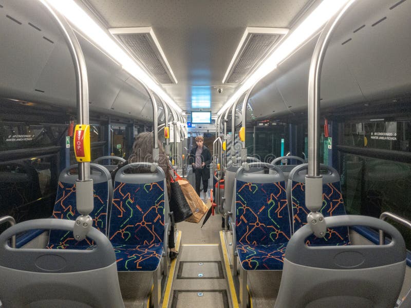 Carris De Lisboa Bus Interior with Few Passengers. Editorial ...