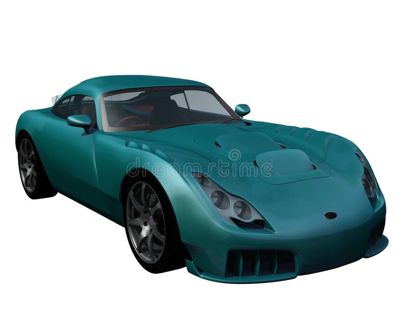 Carro De Esportes Azul Esverdeado Ilustração Stock - Ilustração de ...