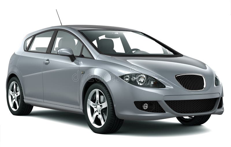 Carro de prata compacto imagem de stock. Imagem de escotilha - 37015135