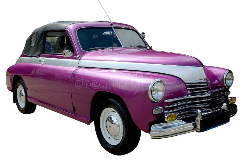Carro retro roxo isolado foto de stock. Imagem de retro - 876706