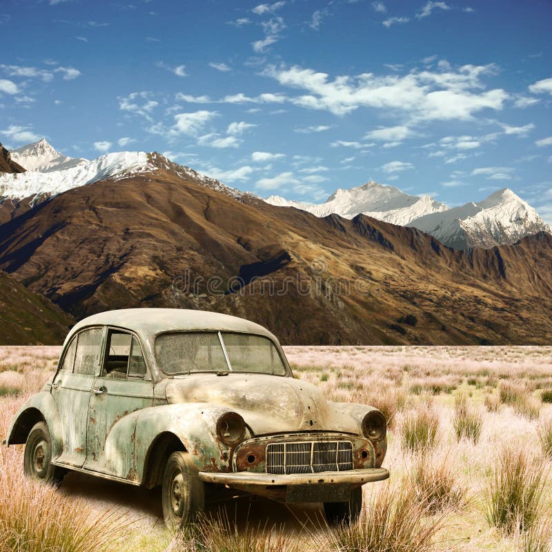 Carro velho foto de stock. Imagem de prado, velho, neve - 14419222