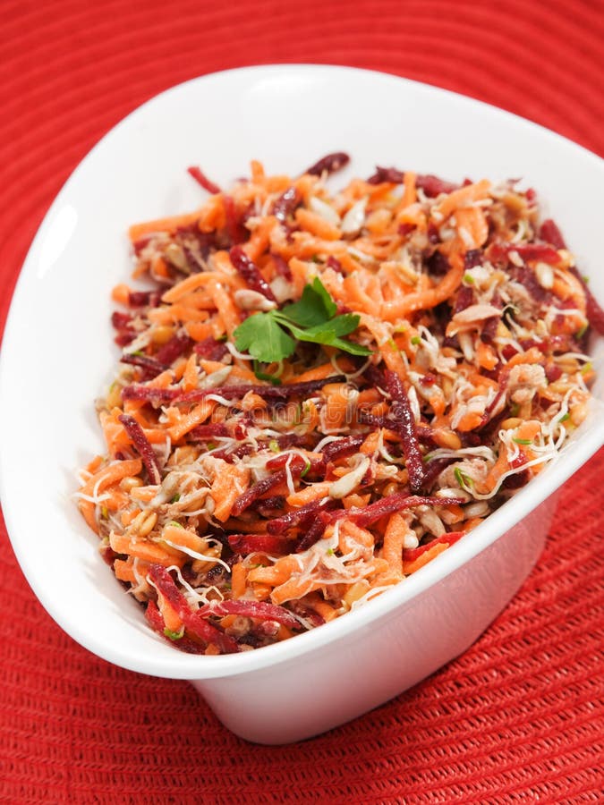Carrot, Beetroot, Tuna Fish Salad Stock Image - Image of seafood, fish ...