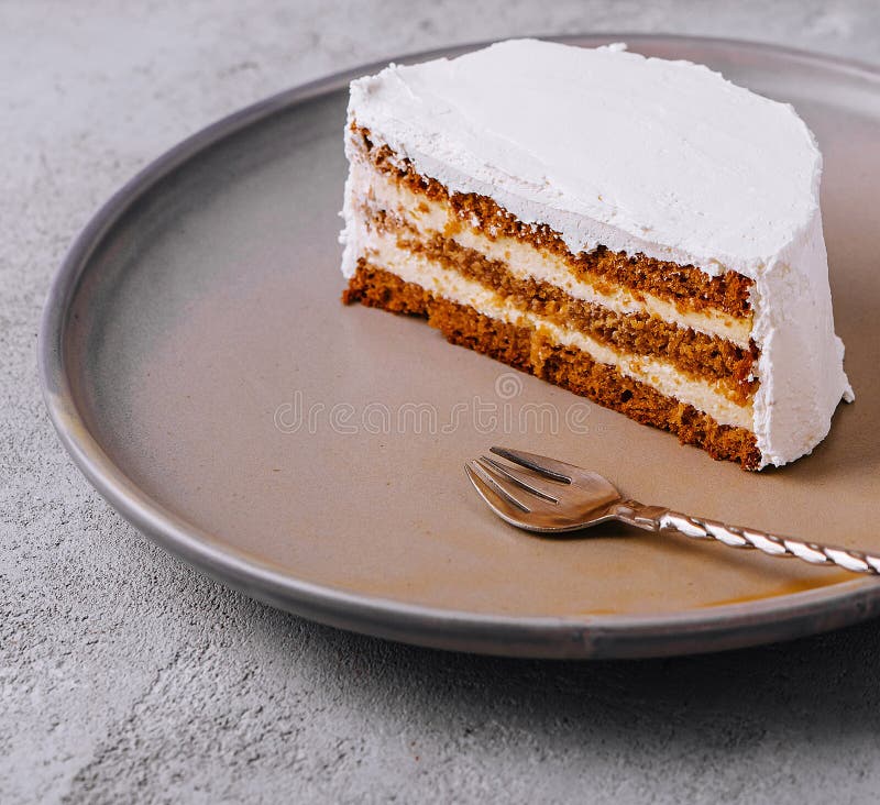 Carrot Cake and Cream Cheese on Plate Stock Photo - Image of gourmet ...