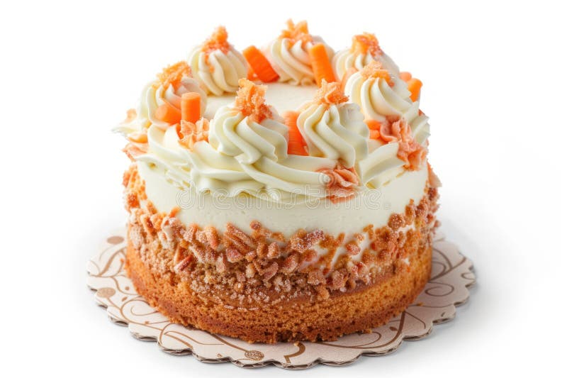 Carrot Cake Dessert on a Decorative Isolated on White Background Stock ...