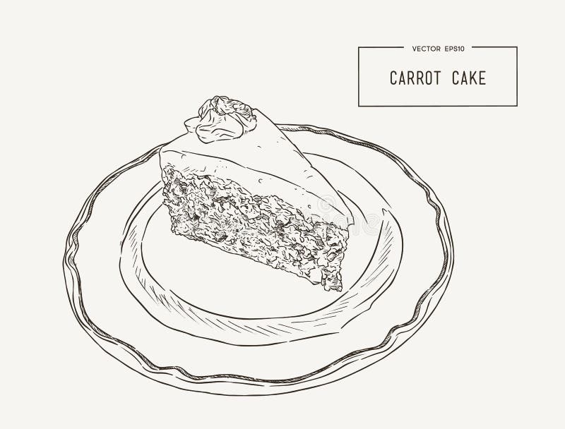 Carrot Cake Hand Draw Sketch Vector. Stock Vector - Illustration of ...