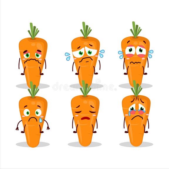 Carrot Cartoon in Character with Sad Expression Stock Vector ...