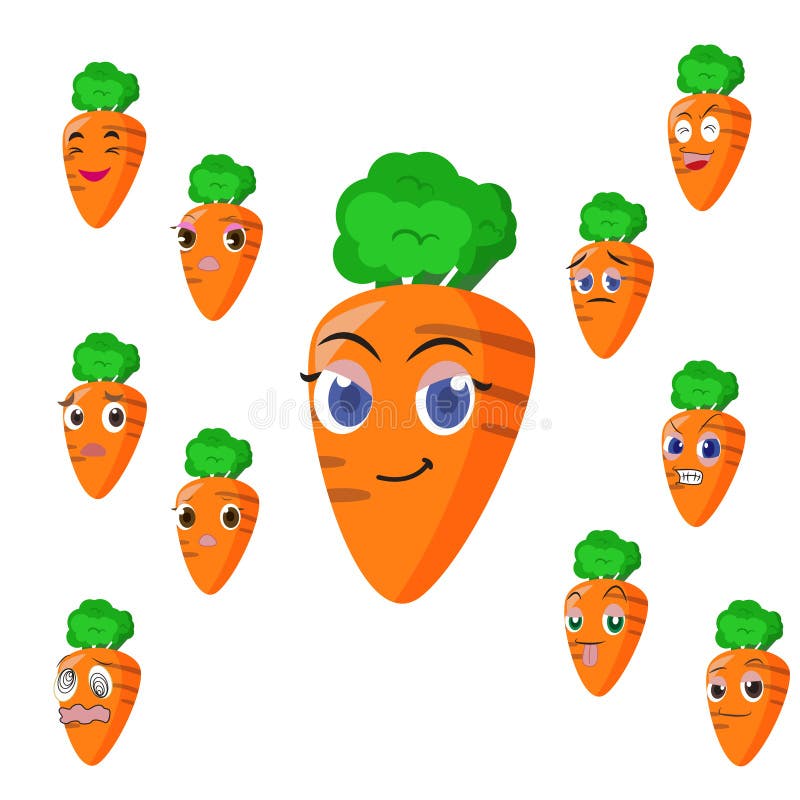 Carrot Cartoon Many Expressions Stock Illustrations – 7 Carrot Cartoon ...