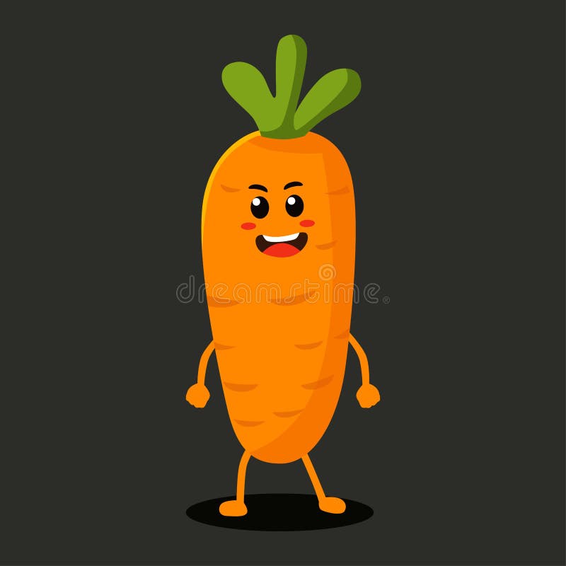 Carrot Character Flat Vector Illustration Stock Vector - Illustration ...