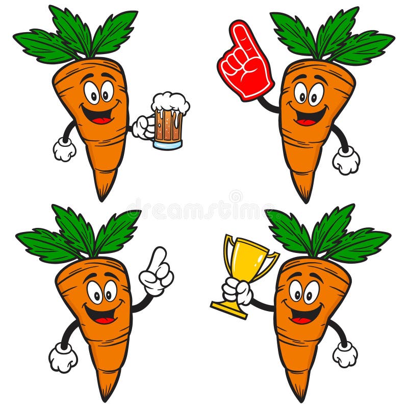 Carrot Character Set 02 stock vector. Illustration of drawn - 341556711