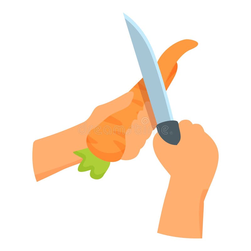 Carrot Cut Food Icon Cartoon Vector. Kitchen Knife Using Stock Vector ...