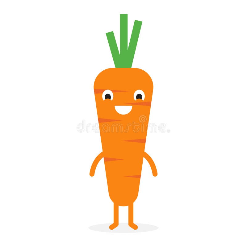 Carrot Cute Anime Humanized Smiling Cartoon Vegetable Food Character