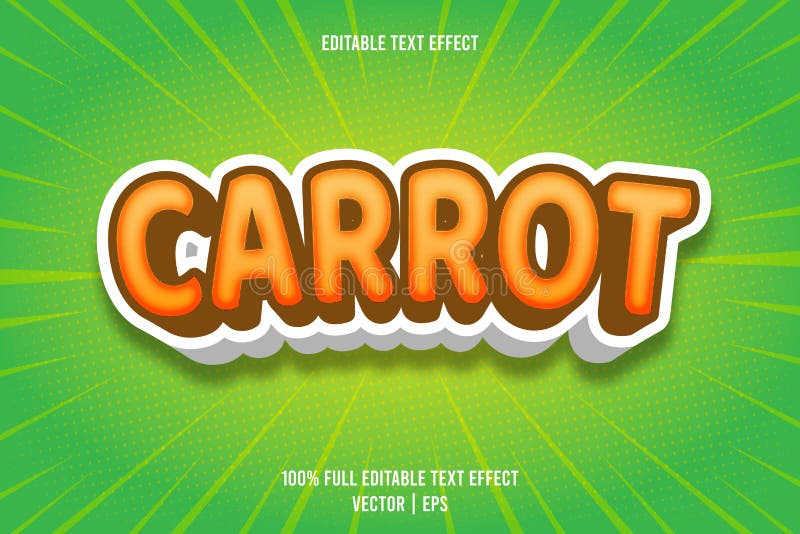 Carrot Editable Text Effect 3 Dimension Emboss Cartoon Style Stock ...