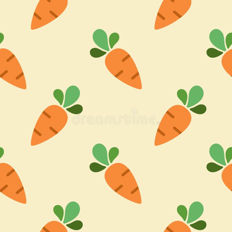 Carrot Flat Design Seamless Pattern. Seamless Pattern with Leaves and ...
