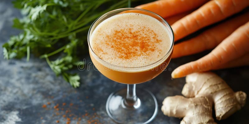 Carrot Ginger Smoothie with Spices, Fresh Carrots, Ginger Root, and ...
