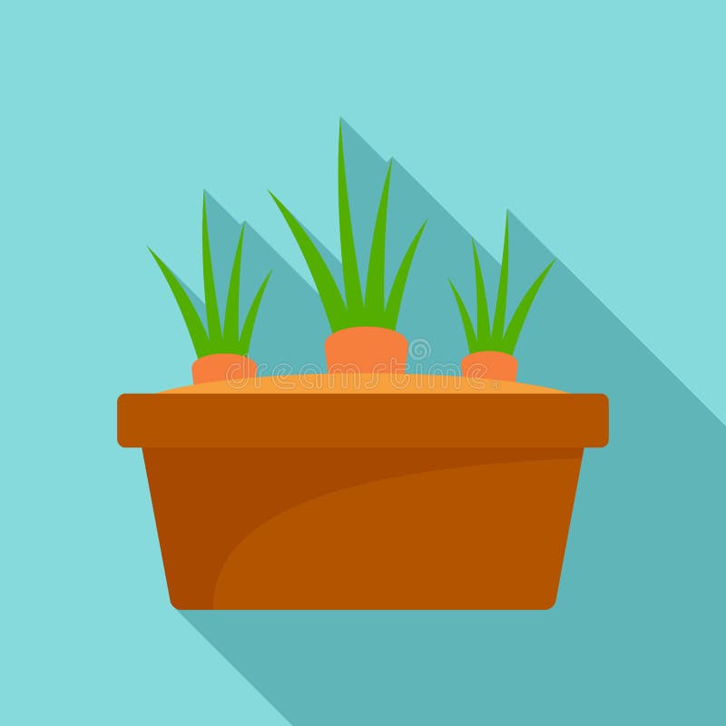 Carrot in Ground Pot Icon, Flat Style Stock Vector - Illustration of ...